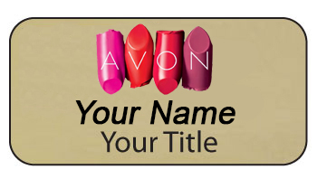 Avon Name Badges / Name Tags with Broken Lipstick Logo
