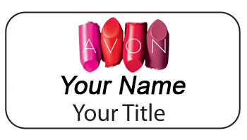 Avon Name Badges / Name Tags with Broken Lipstick Logo