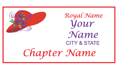 Custom Red Hat Name Badge with flowers